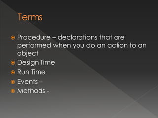 Commonly used controls and their Properties | PPTX