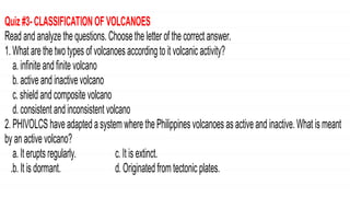 Grade 9 Earth Science Third Quarter Classification of Volcanic Eruption ...
