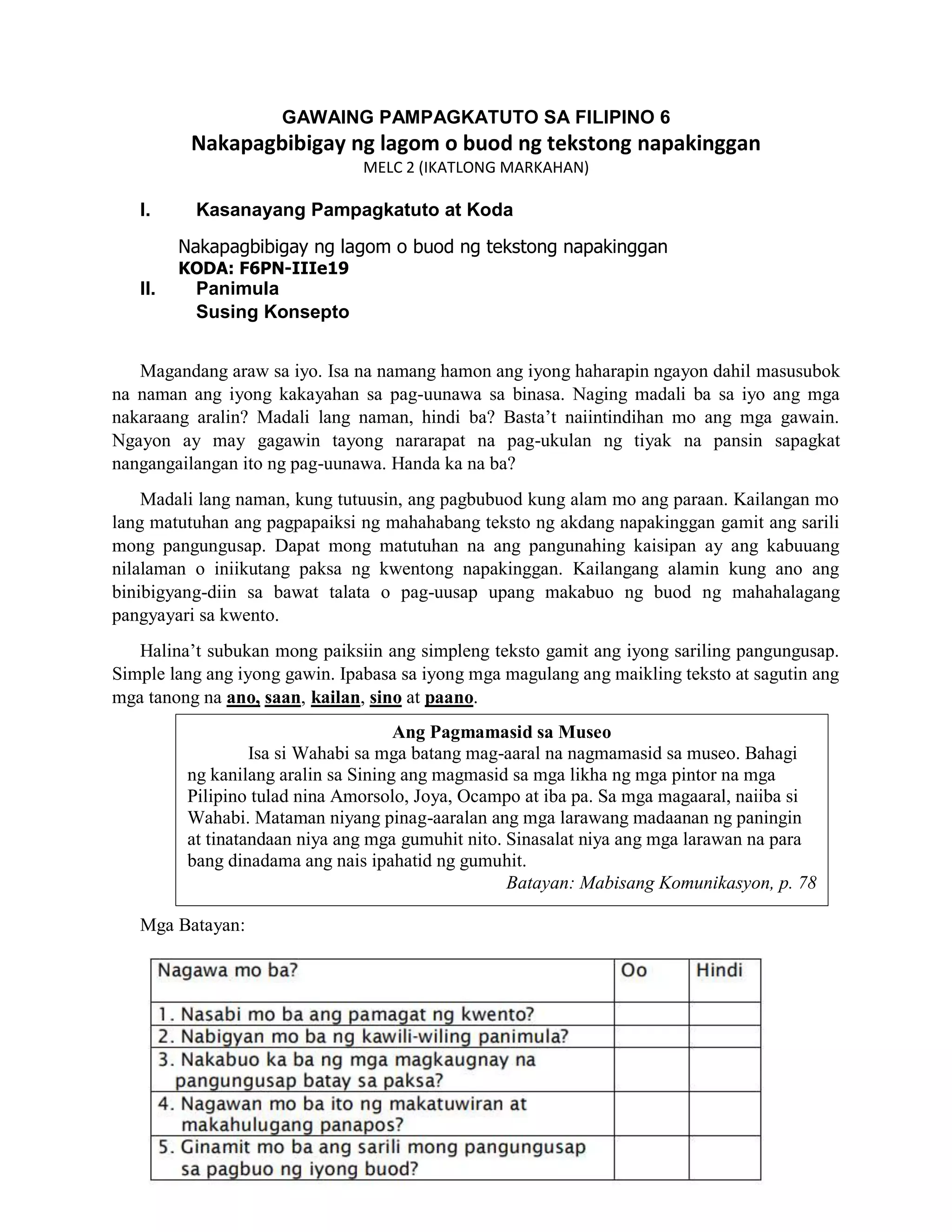 3 qtr filipino-melc2-las | PDF