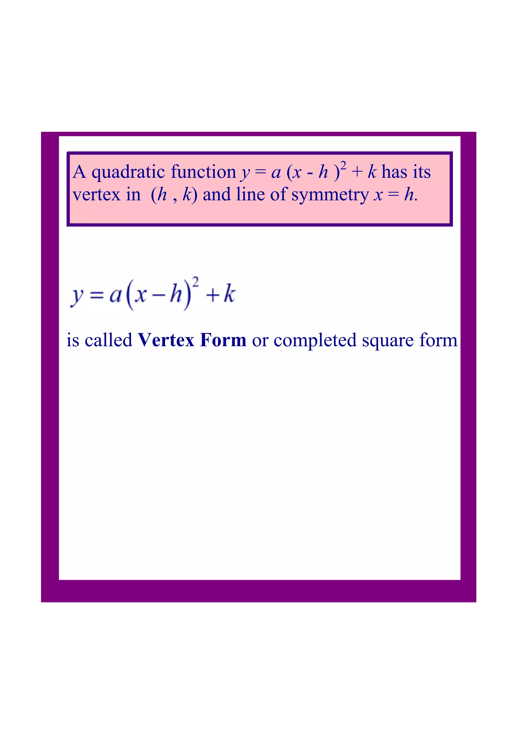 3) quadratic vertex form | PDF