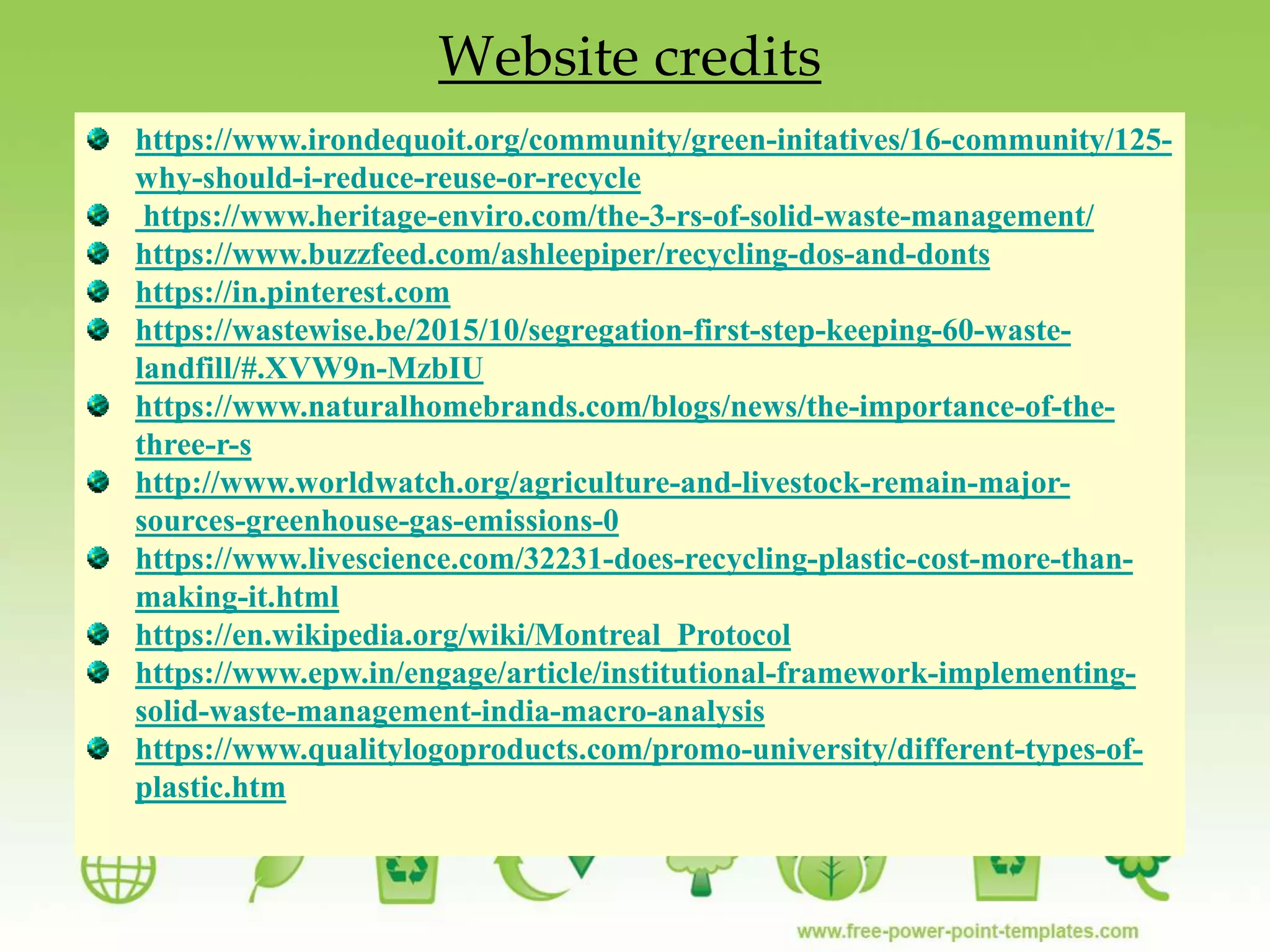 3 R - REDUCE REUSE RECYCLE FOR A SUSTAINABLE PLANET | PPTX