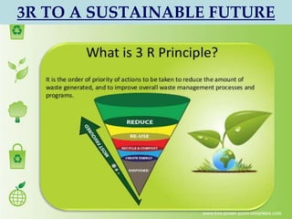 3 R - REDUCE REUSE RECYCLE FOR A SUSTAINABLE PLANET | PPTX