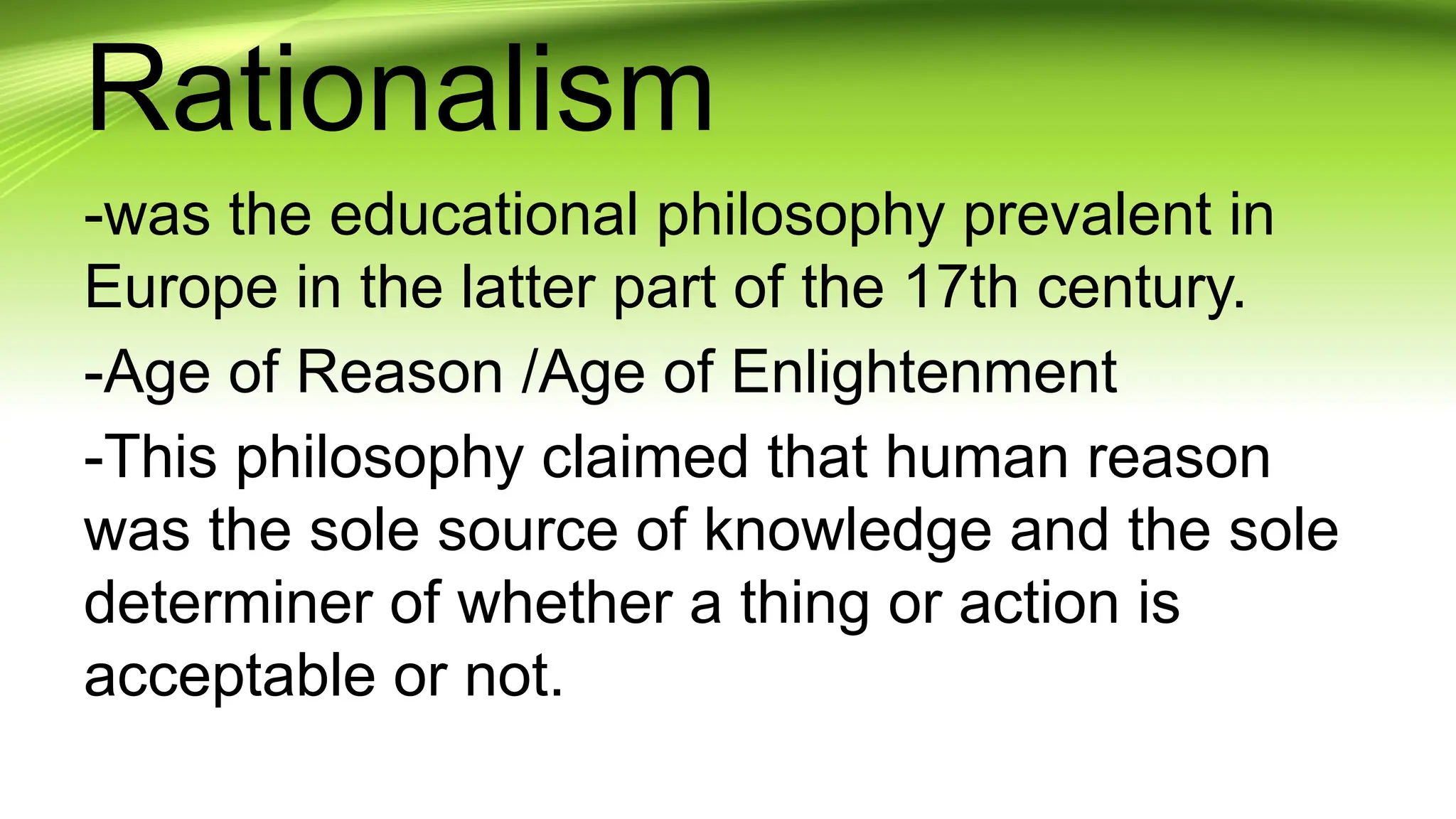 Presentation on Rationalism Theory of Education | PPTX