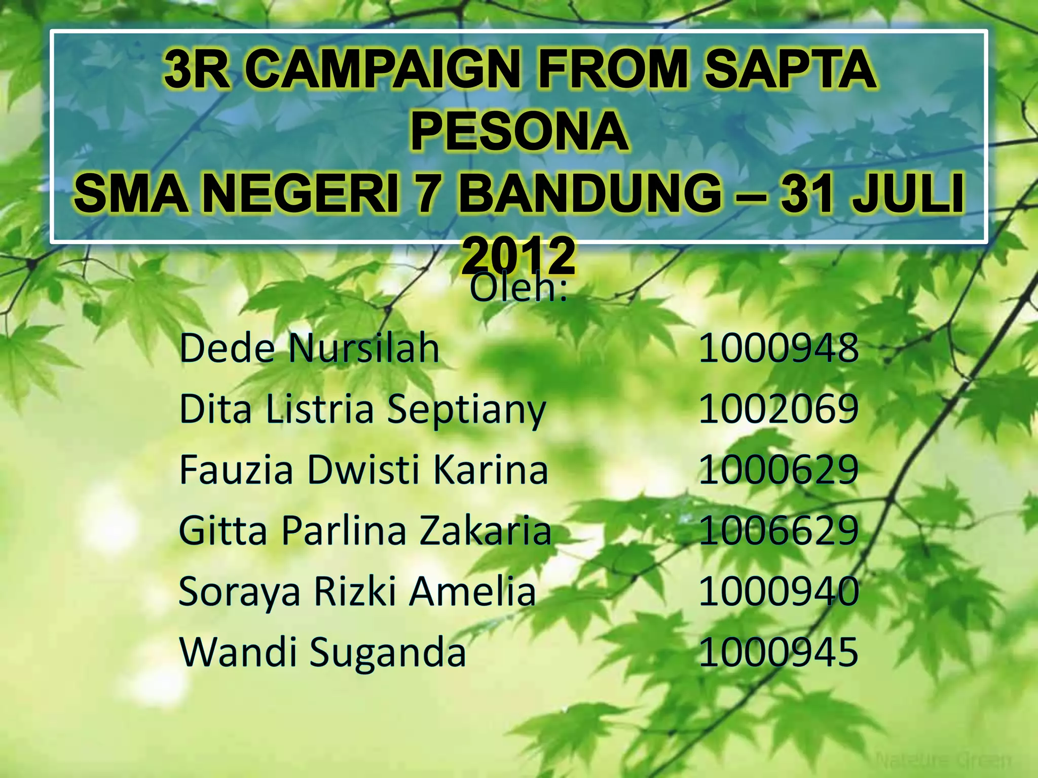 3R campaign from sapta pesona | PPTX
