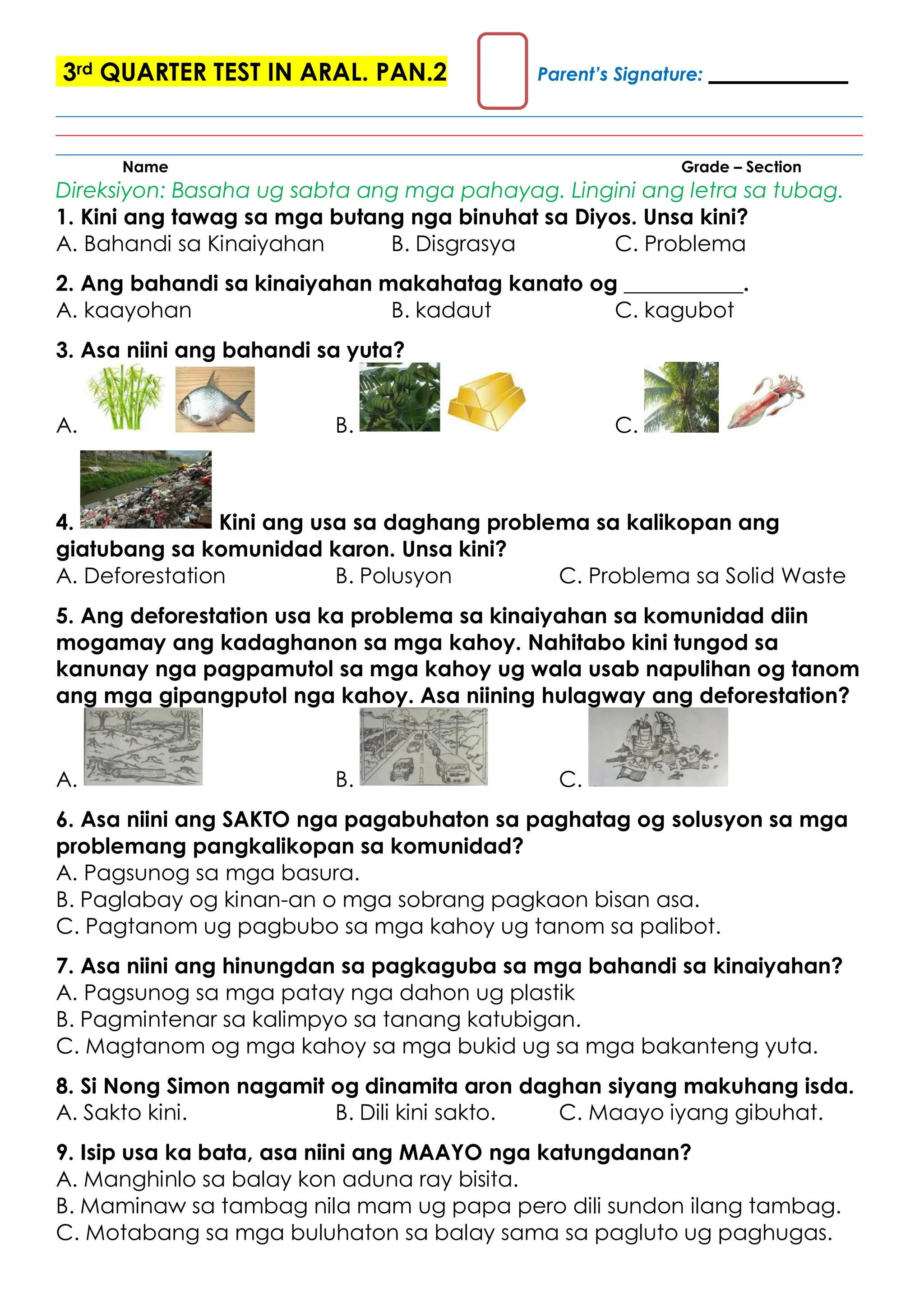 3rd quarter periodical test for AP grade 2 | PDF