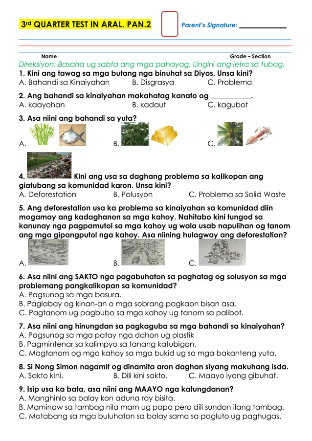 3rd quarter periodical test for AP grade 2 | PDF