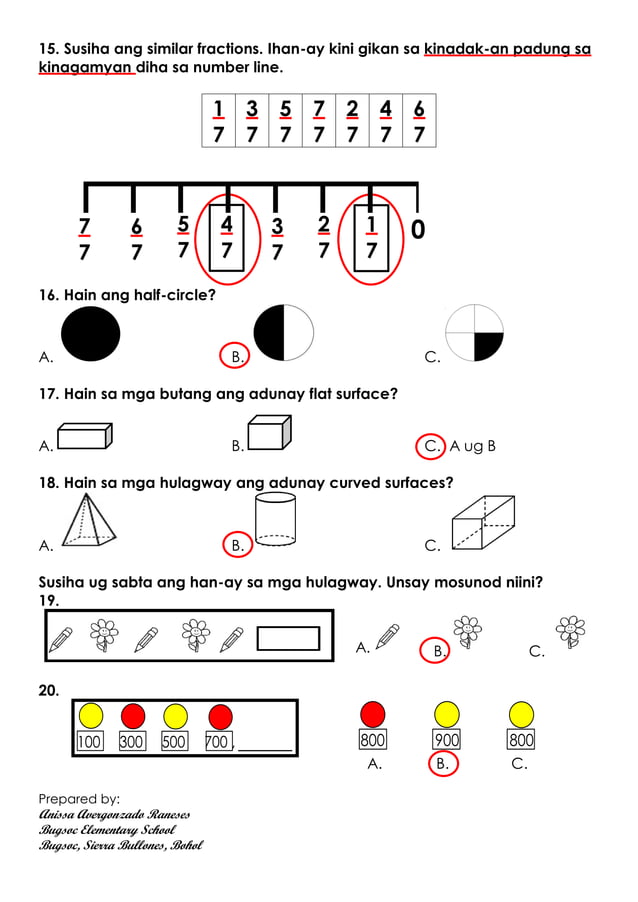3rd periodical test for grade 2 mathematics 2 sinugbuanong binisaya | PDF