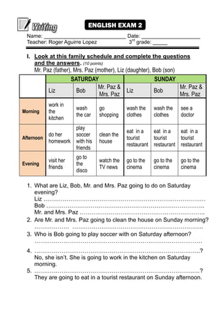 Third year - sample test | PDF | Educational Assessment | Education