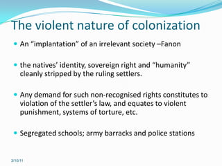 Review of Franz Fanon's argument on violence | PPTX