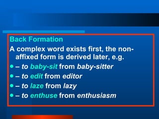 Morphology, Word Formation | PPT
