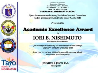 ACADEMIC EXCELLENCE certificate awards.pptx