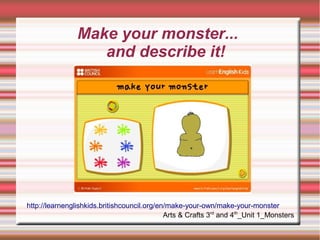 3rd and 4th_arts and crafts_unit 1_monsters | PPT