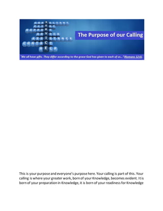3rd april 2017 - The purpose of our Calling | DOCX