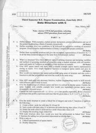 3rd Semester CS and IS (2013-June) Question Papers | PDF