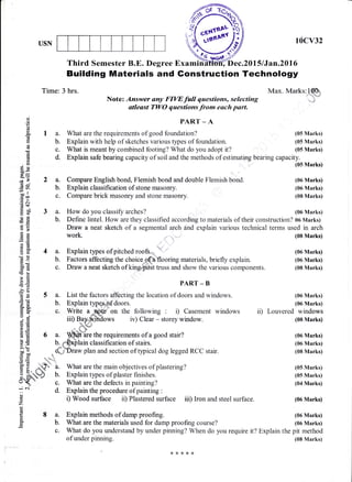 3rd Semester (Dec; Jan-2016) Civil Engineering Question Paper | PDF
