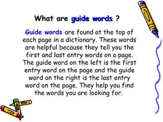 3rd Dictionary & Guide Words | PPT