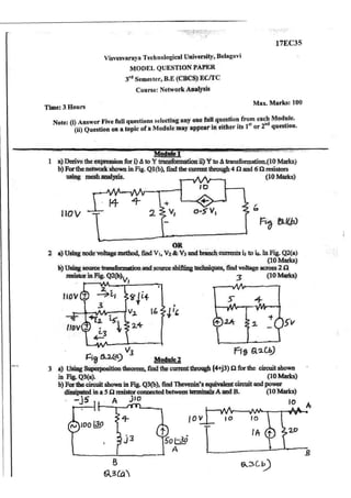 3rd semester EC VTU CBCS 2017 Scheme Model question papers | PDF