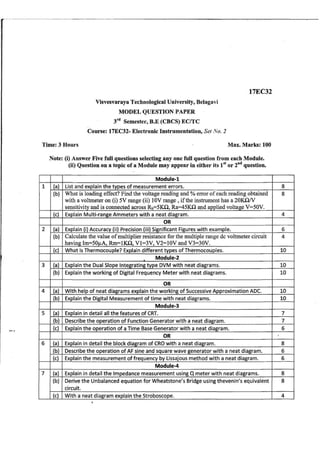 3rd semester EC VTU CBCS 2017 Scheme Model question papers | PDF