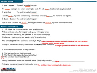 3rd ela l_1.0d_form_use_reg_irreg_verbs_dw_ccss | PPT