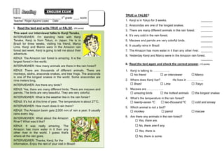 Third year sample tests - reading | PDF | Geography | Science