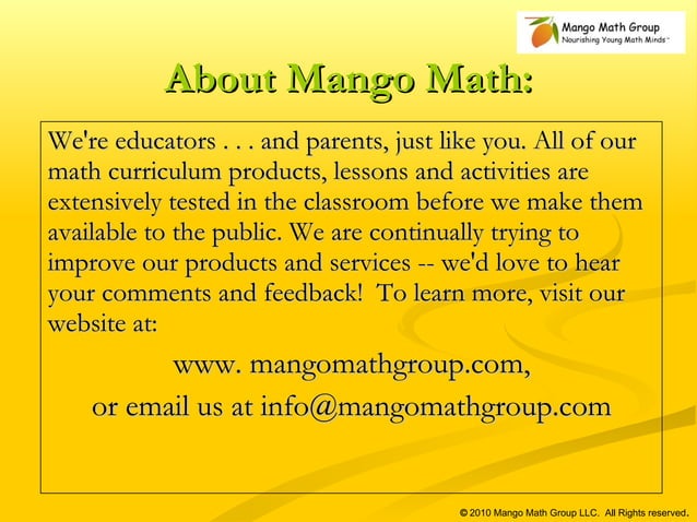 3rd Grade Math Activity: Metric Mango Tree (measurement; number sense) | PPT