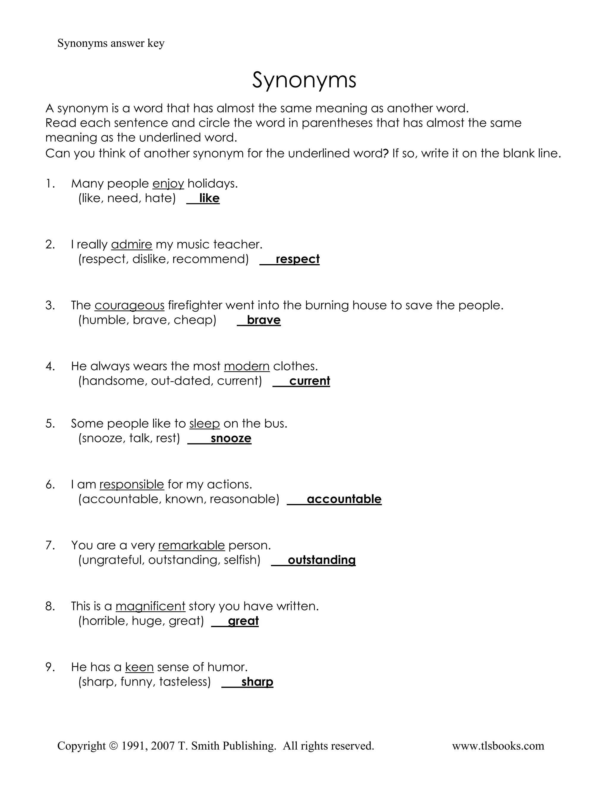 Synonym worksheet | PDF