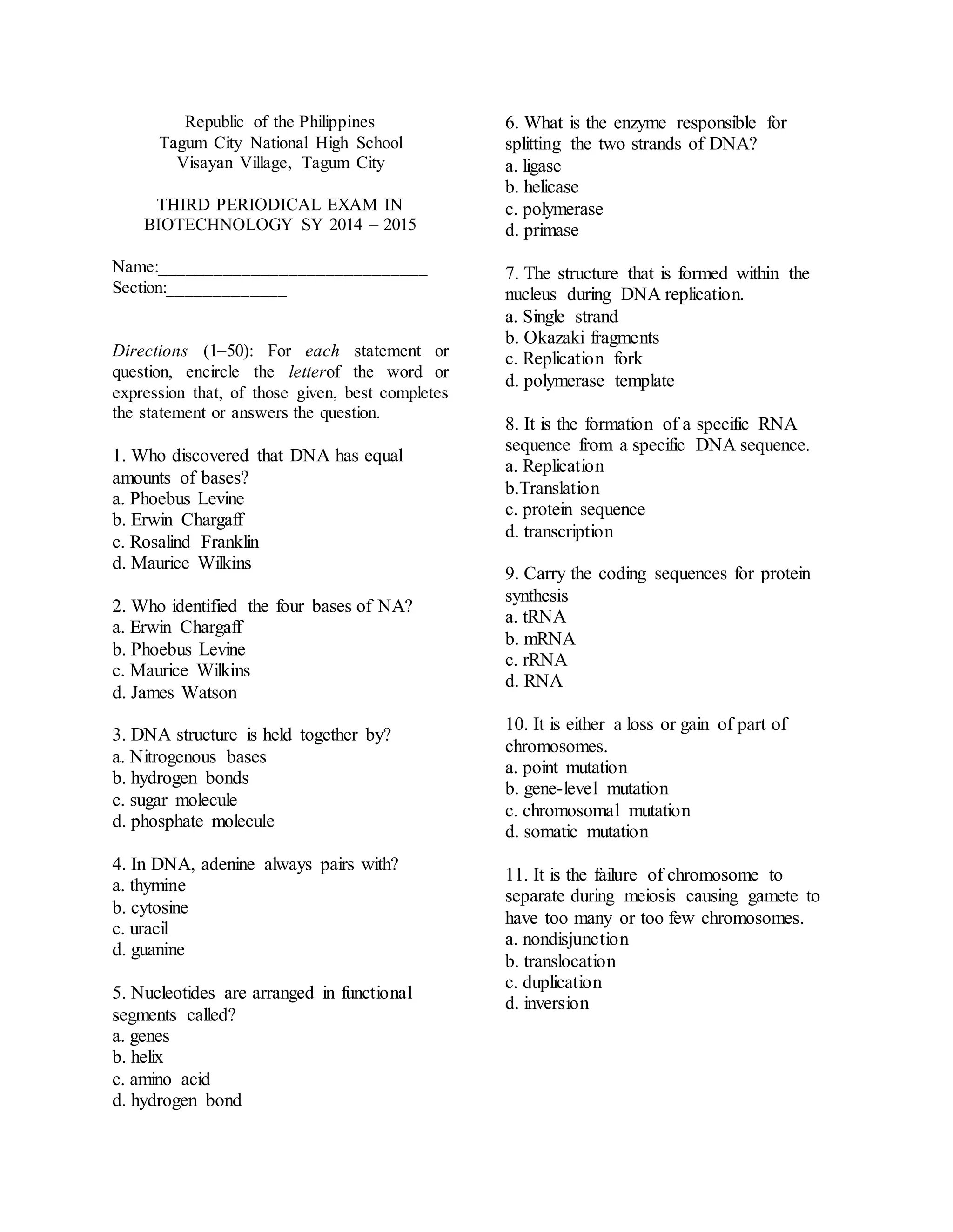 biotech exam.edited | DOCX