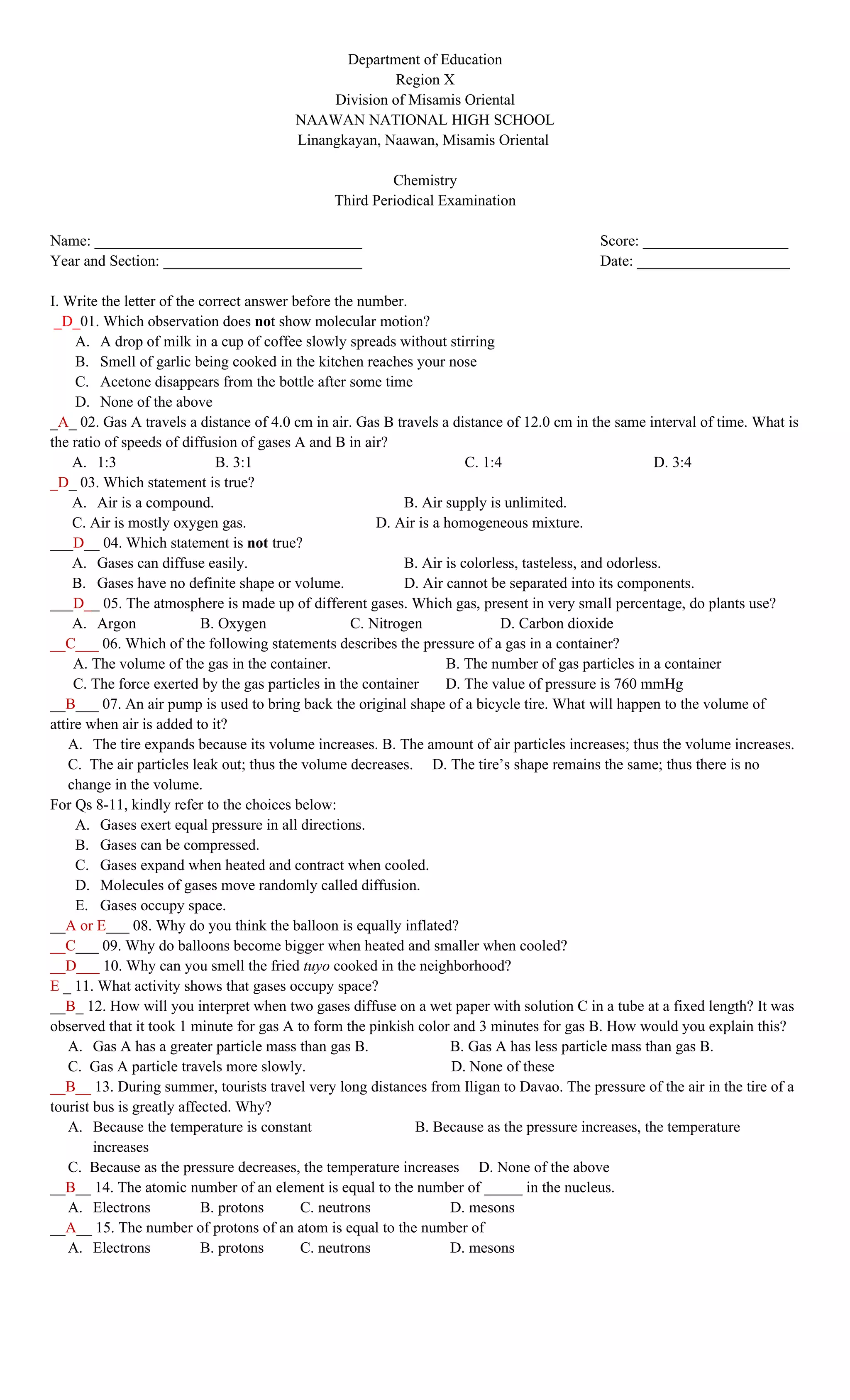 3rd grading exam | DOC