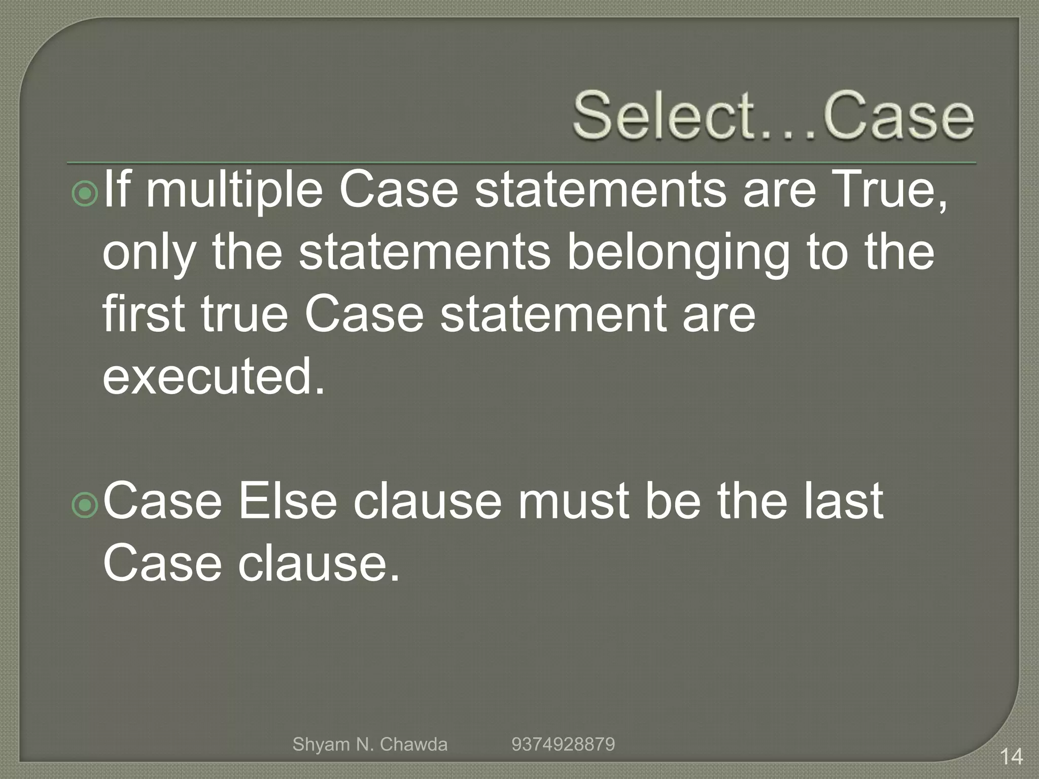 If Else .. Select Case in VB.NET