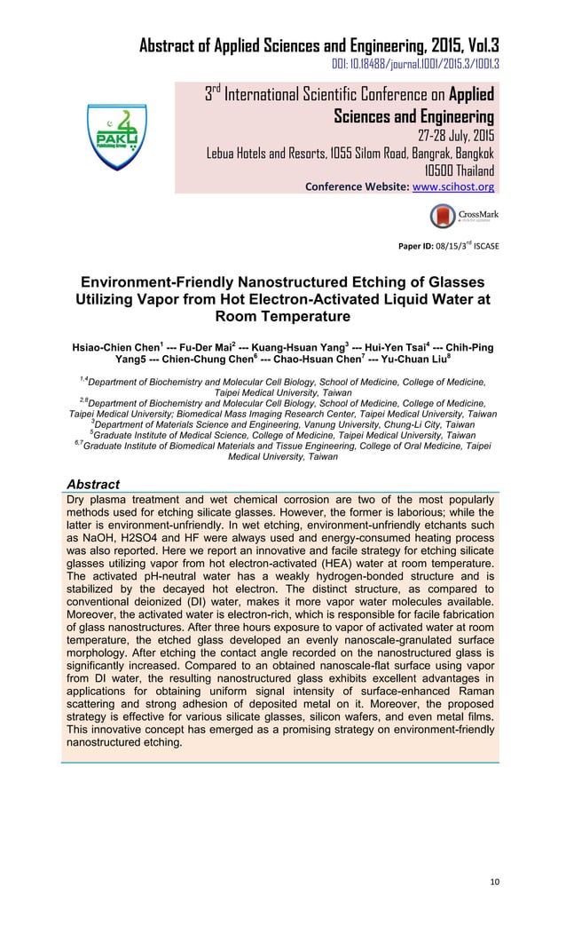 Environment-Friendly Nanostructured Etching of Glasses Utilizing Vapor from Hot Electron ...