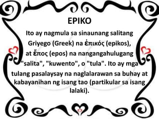 Kaligirang Kasaysayan ng Epiko | PPTX