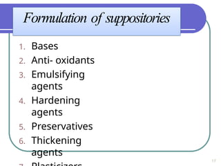 3rd lab suppositories (pharmaceutical technology) | PPTX