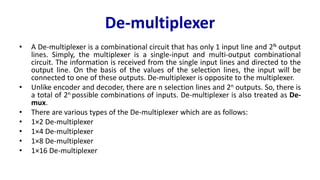 Multiplexer and demultiplexer for digital logic circuitpdf | PPT
