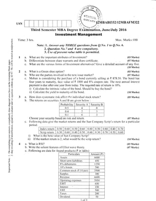 3rd Semester MBA (Jun-2016) Question Papers | PDF