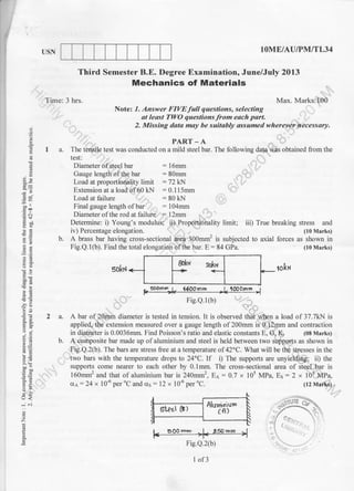 2013-June: 3rd Semester Mechanical Engineering Question Paper | PDF