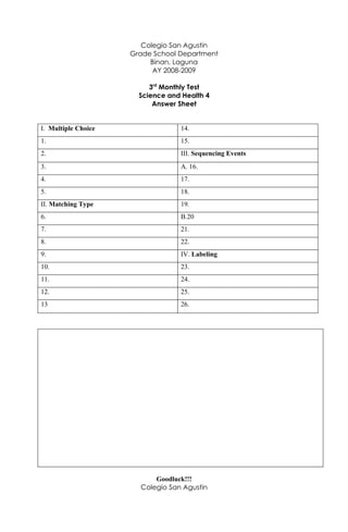 3rd Monthly Test4 | DOC