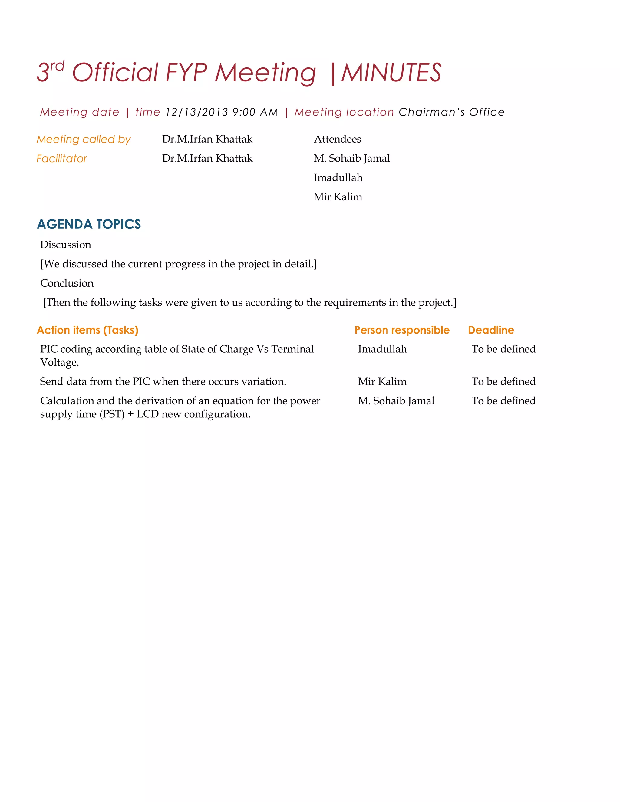 3rd official fyp meeting | DOC