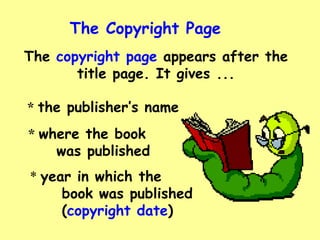 3rd Parts Of A Book Part 2 | PPT