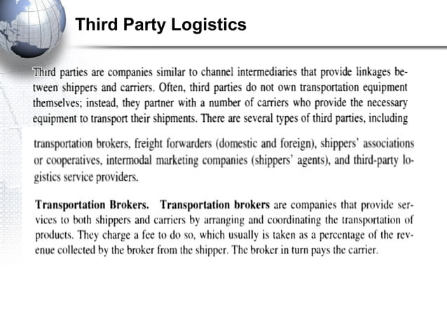 3rd party logistic | PPT | Logistics and Transportation Industry ...