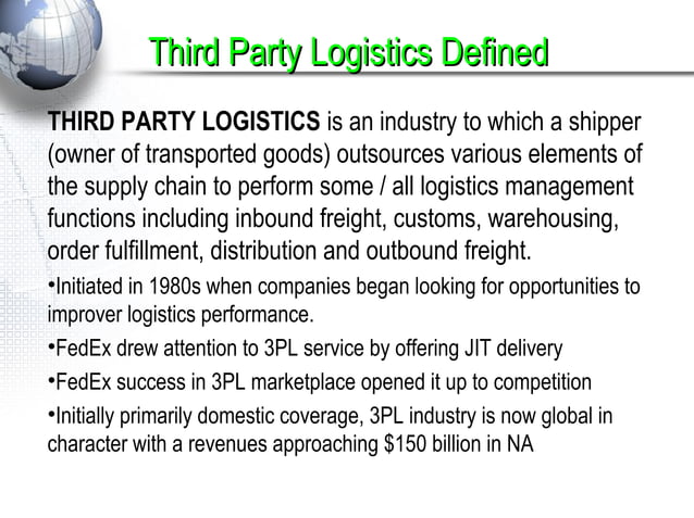 3rd party logistic | PPT | Logistics and Transportation Industry ...