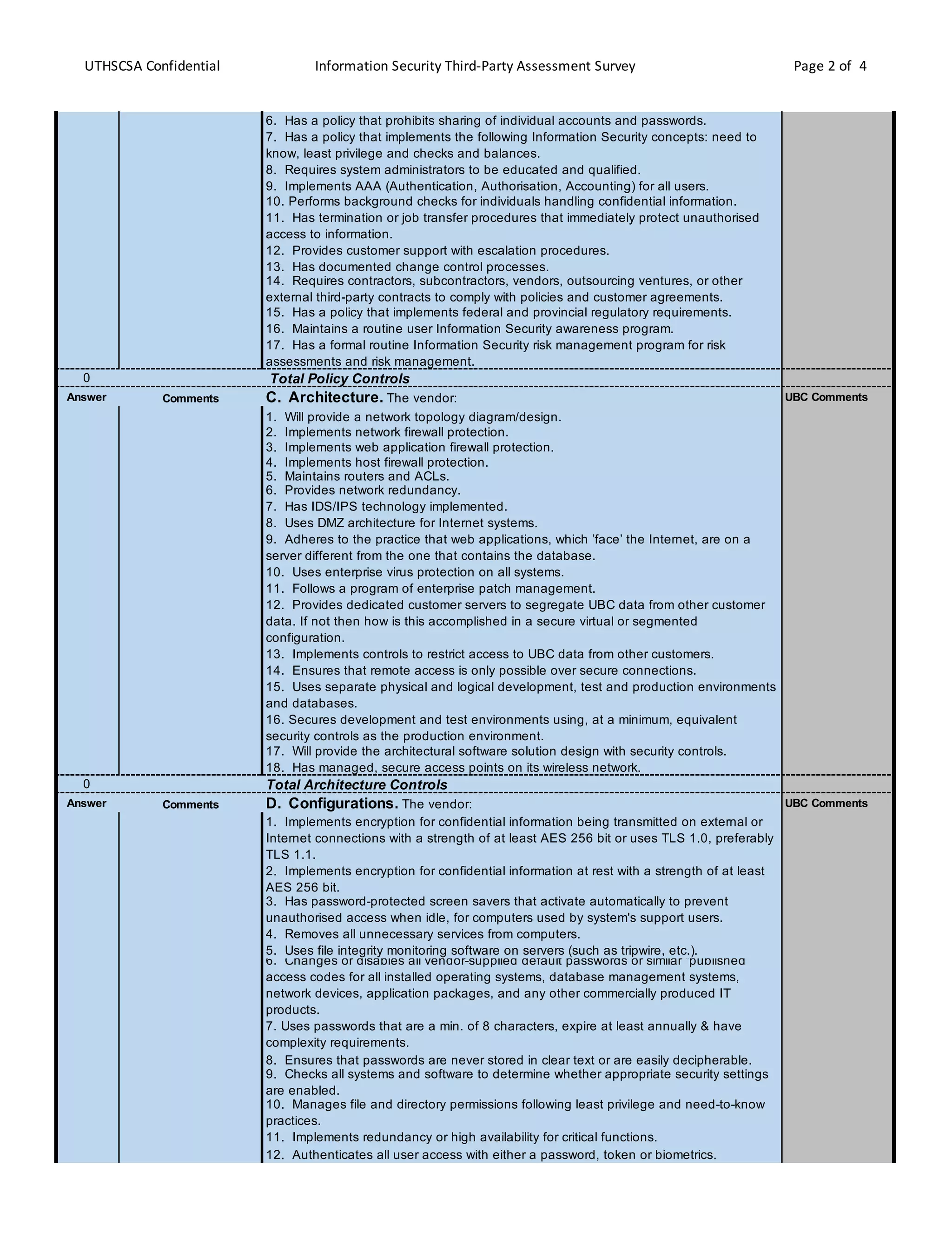 3rd Party Outsourcing Information Security Assessment Questionnaire | PDF