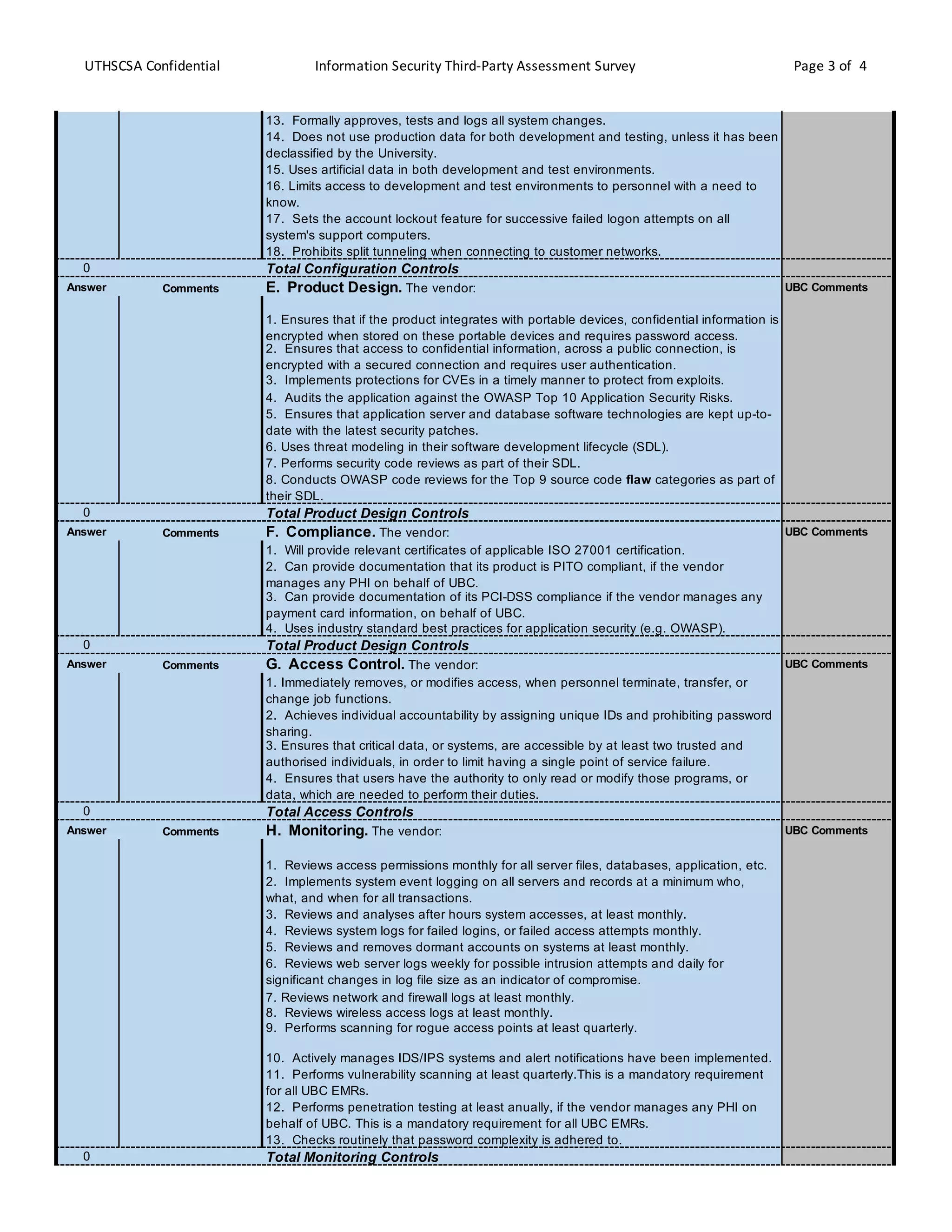 3rd Party Outsourcing Information Security Assessment Questionnaire | PDF