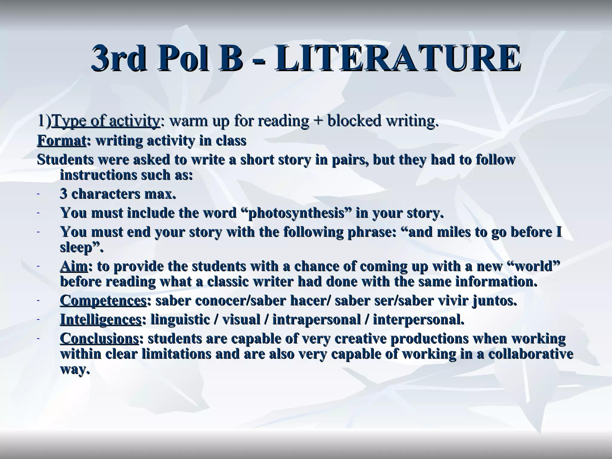 3rd Pol Language & Literature | PPT