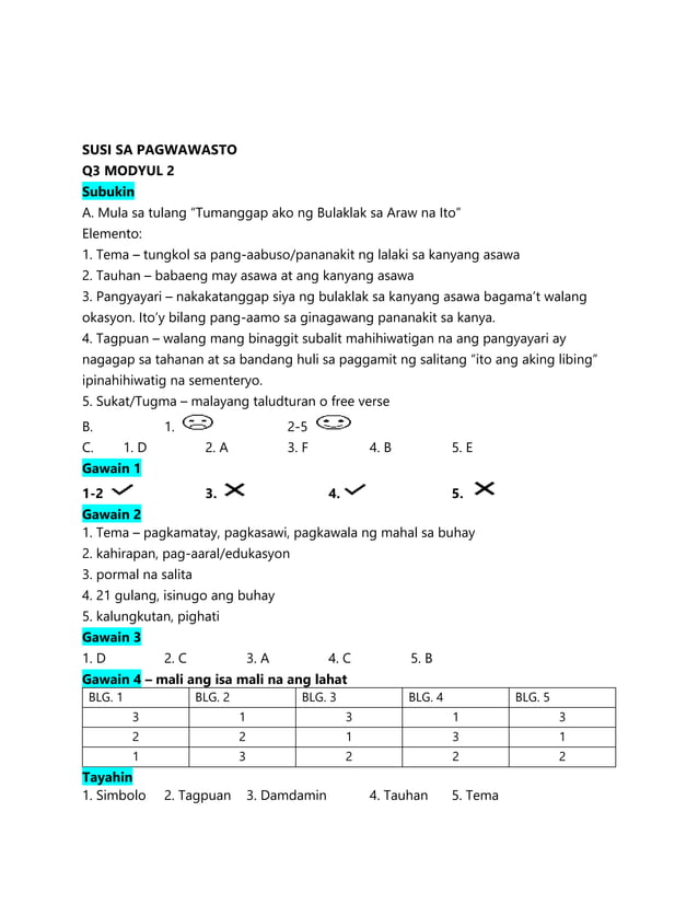 Module Filipino 93rd Q - Key Answer.docx