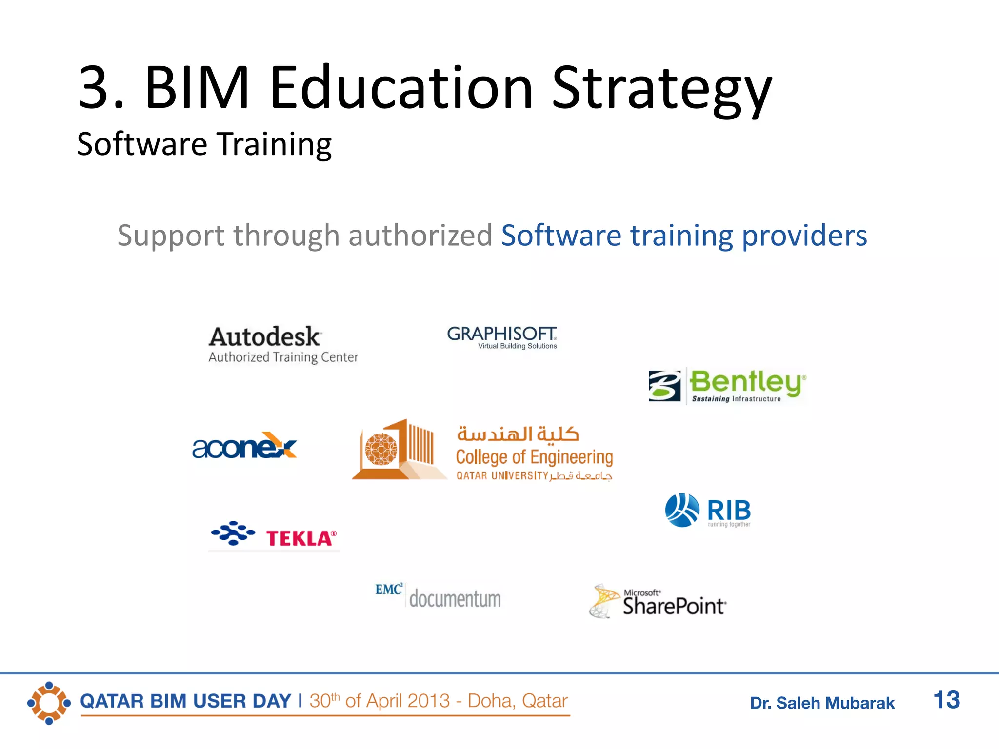 3rd Qatar BIM User Day Education - BIM Professionals and BIM Users In Qatar | PPT