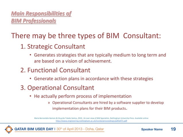 3rd Qatar BIM User Day - Commom BIM Roles and their Responsibilites | PPT