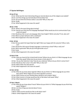 3rd quarter bell ringers | DOC