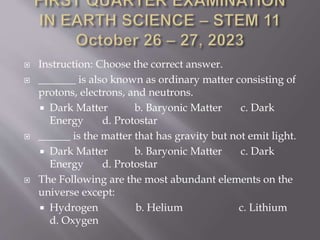 third quarter exam.pptx for Earth Science | PPTX