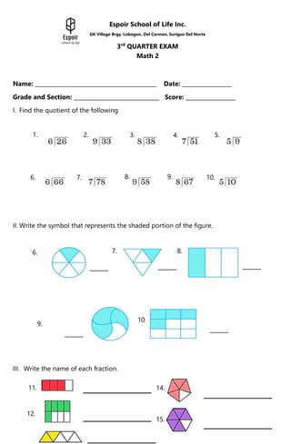 3rd quarter exam Math.docx