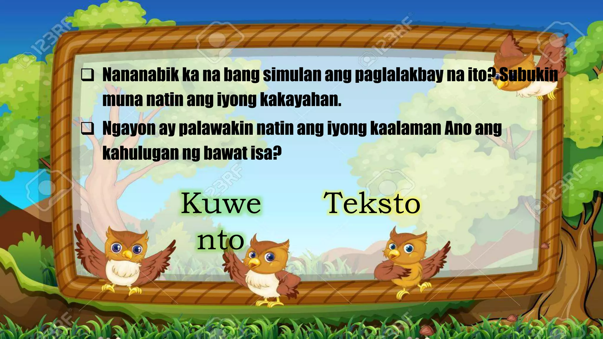3RD QUARTER FILIPINO Pagsasalaysay muli sa napakinggang teksto gamit ...